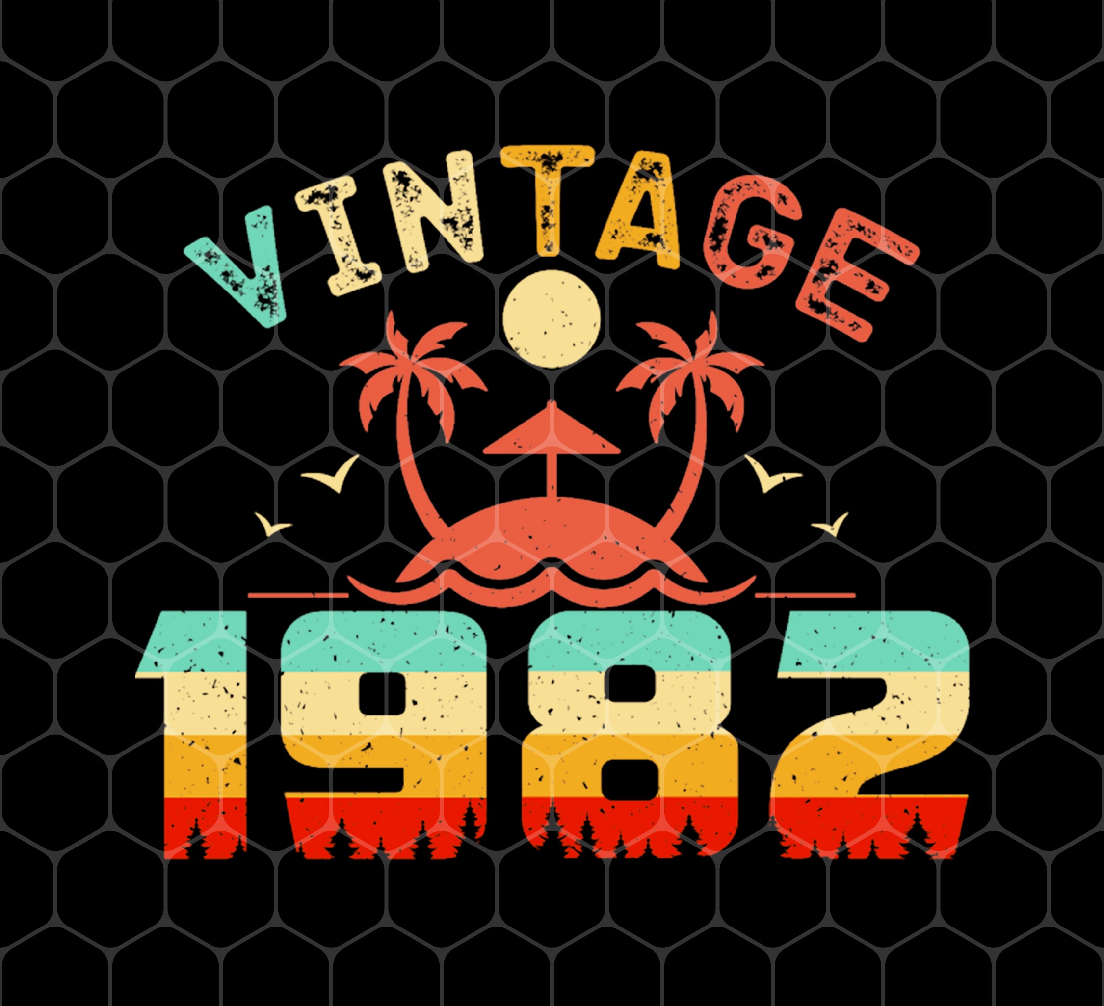 Retro 1982, Cool Birthday Gift, Vintage 1982, Png Printable, Digital F ...