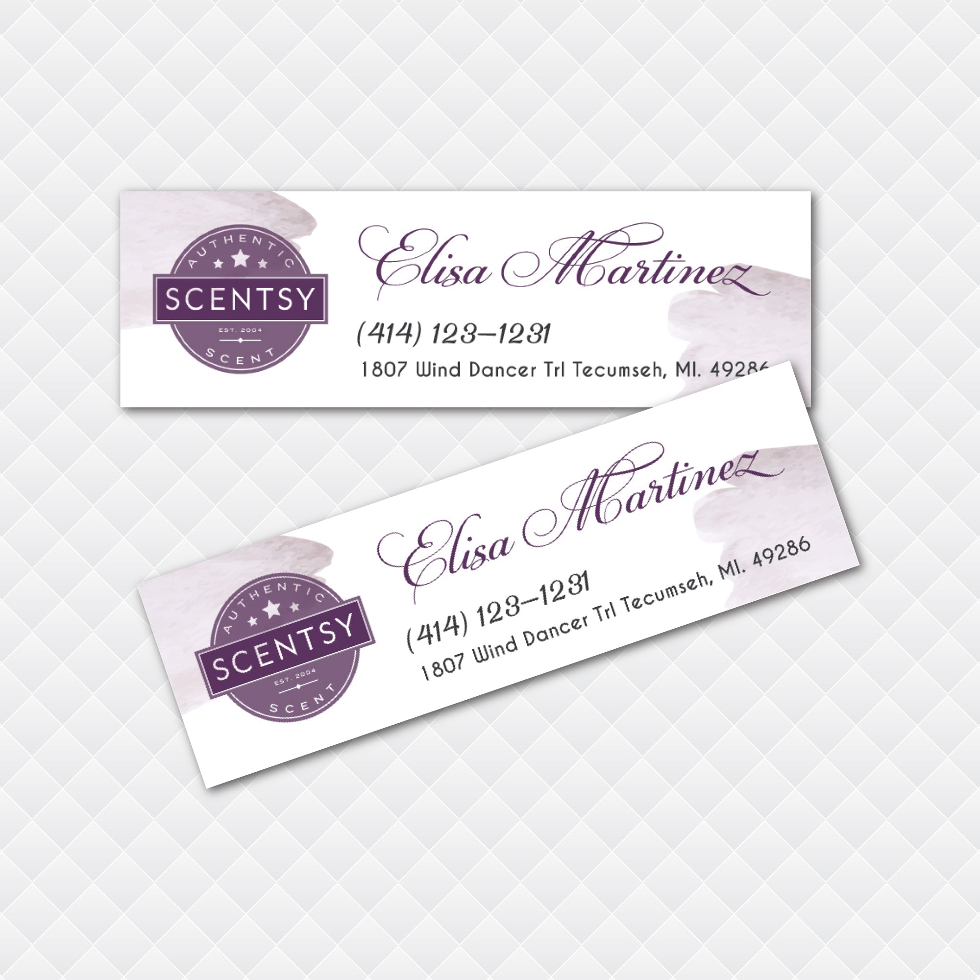 Violet Watercolor Scentsy Address Label Card, Personalized Scentsy Bus ...