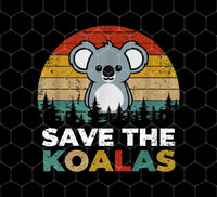 Save The Koalas, Australian Animal Lover, Retro Koala, Png Printable,