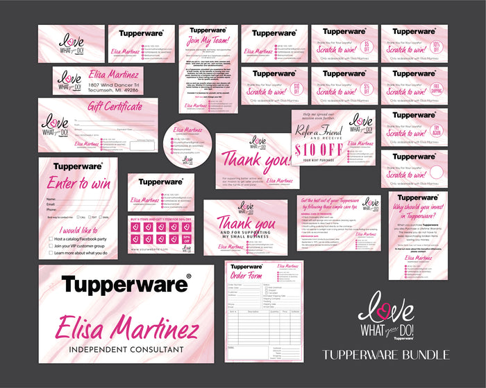 Glitter Printable Tupperware Business Card QR Code, Tupperware Busines