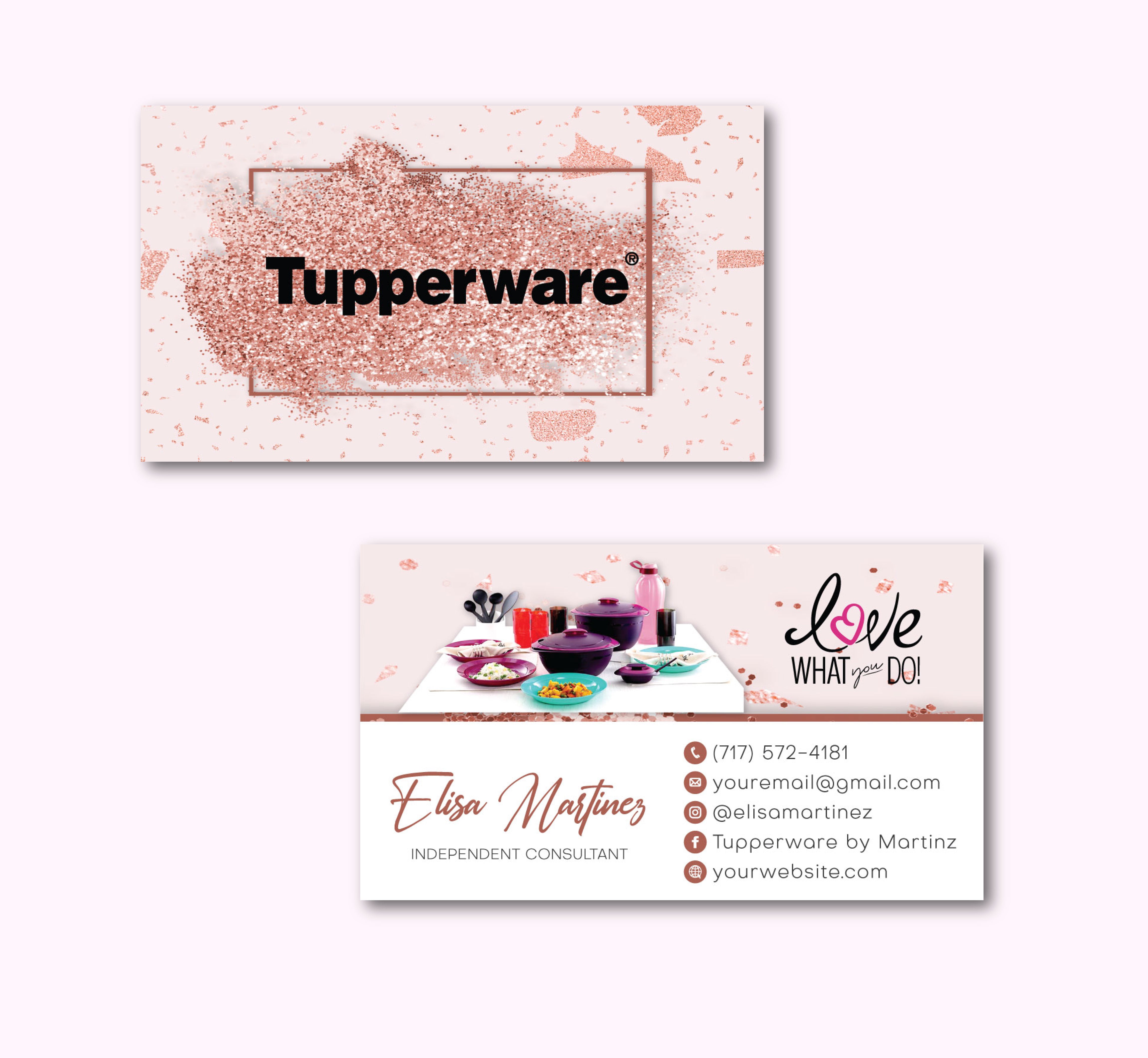 Glitter Printable Tupperware Business Card QR Code, Tupperware Busines ...