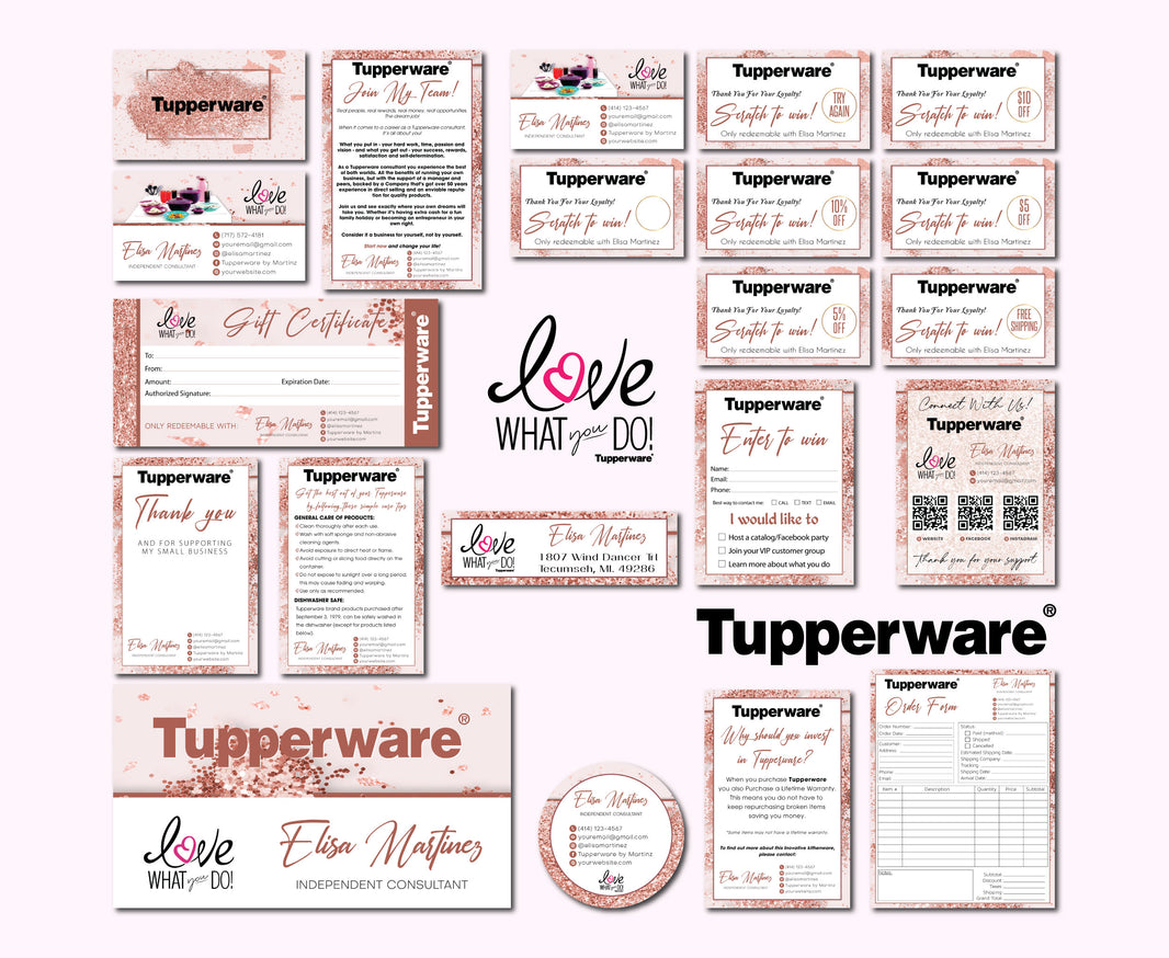 Glitter Printable Tupperware Marketing Bundle, Personalized Tupperware ...