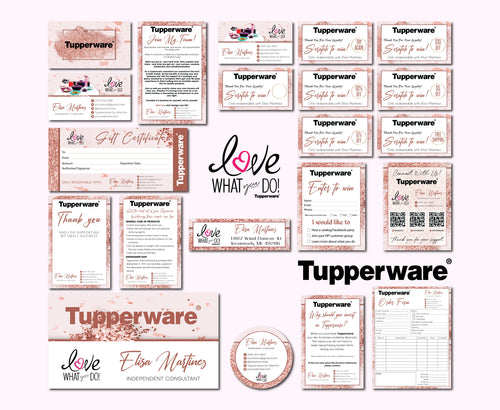 Glitter Printable Tupperware Business Card QR Code, Tupperware Busines