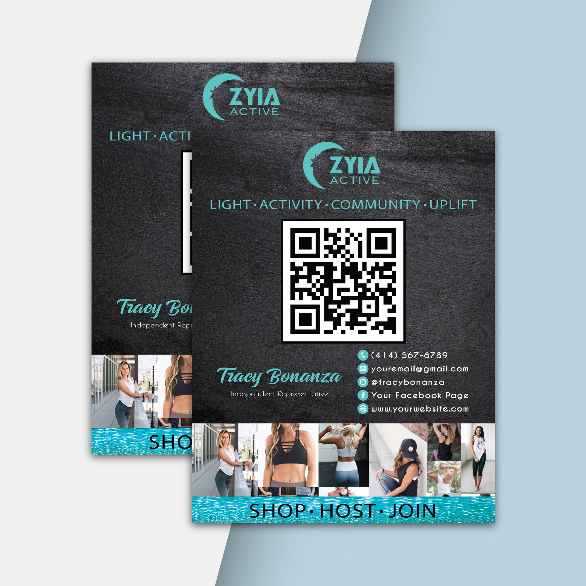 Blue Glitter Zyia Table Sign Card, Personalized Zyia Active Cards Cust ...