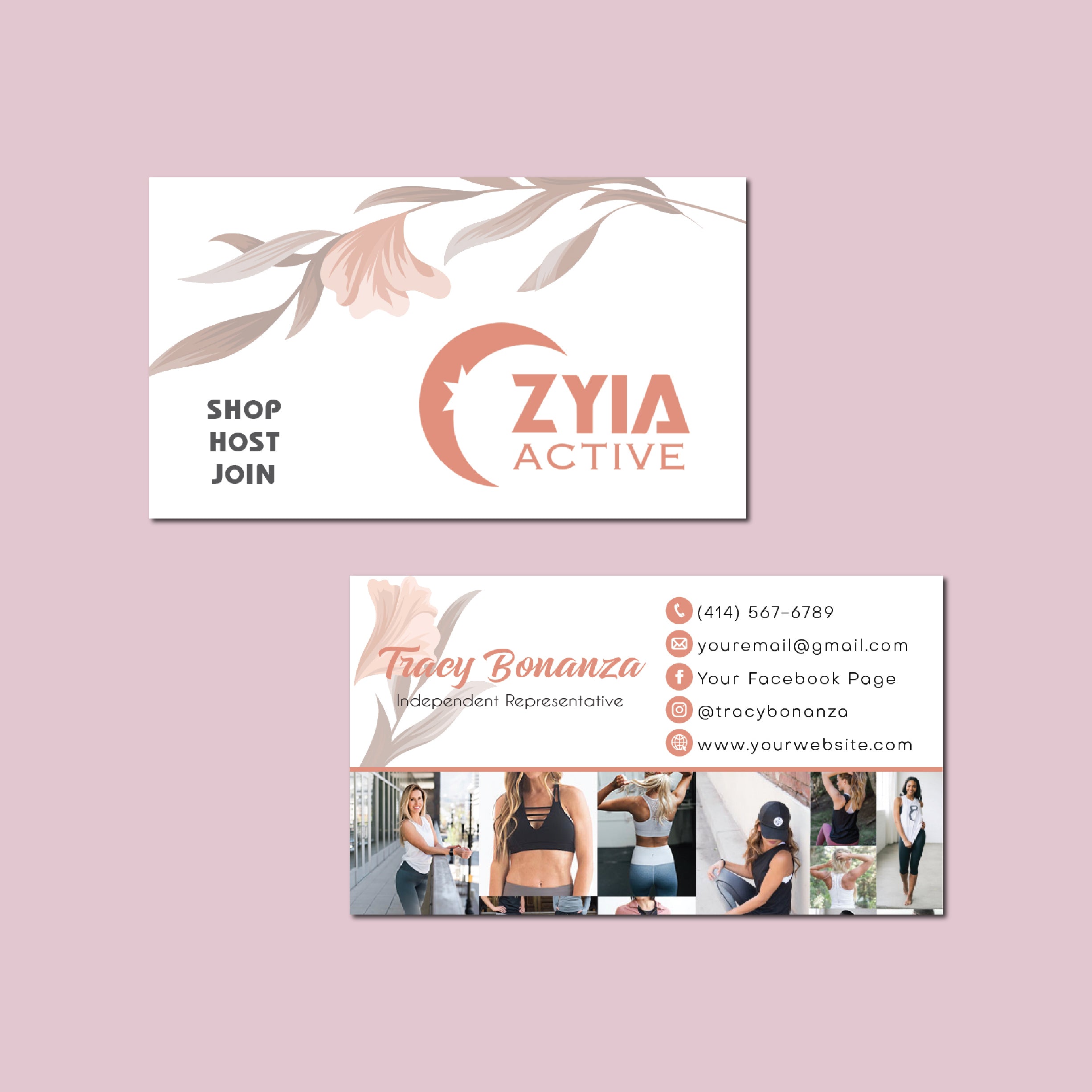Orange Style Zyia Business Card, Personalized Zyia Active Cards, Print ...