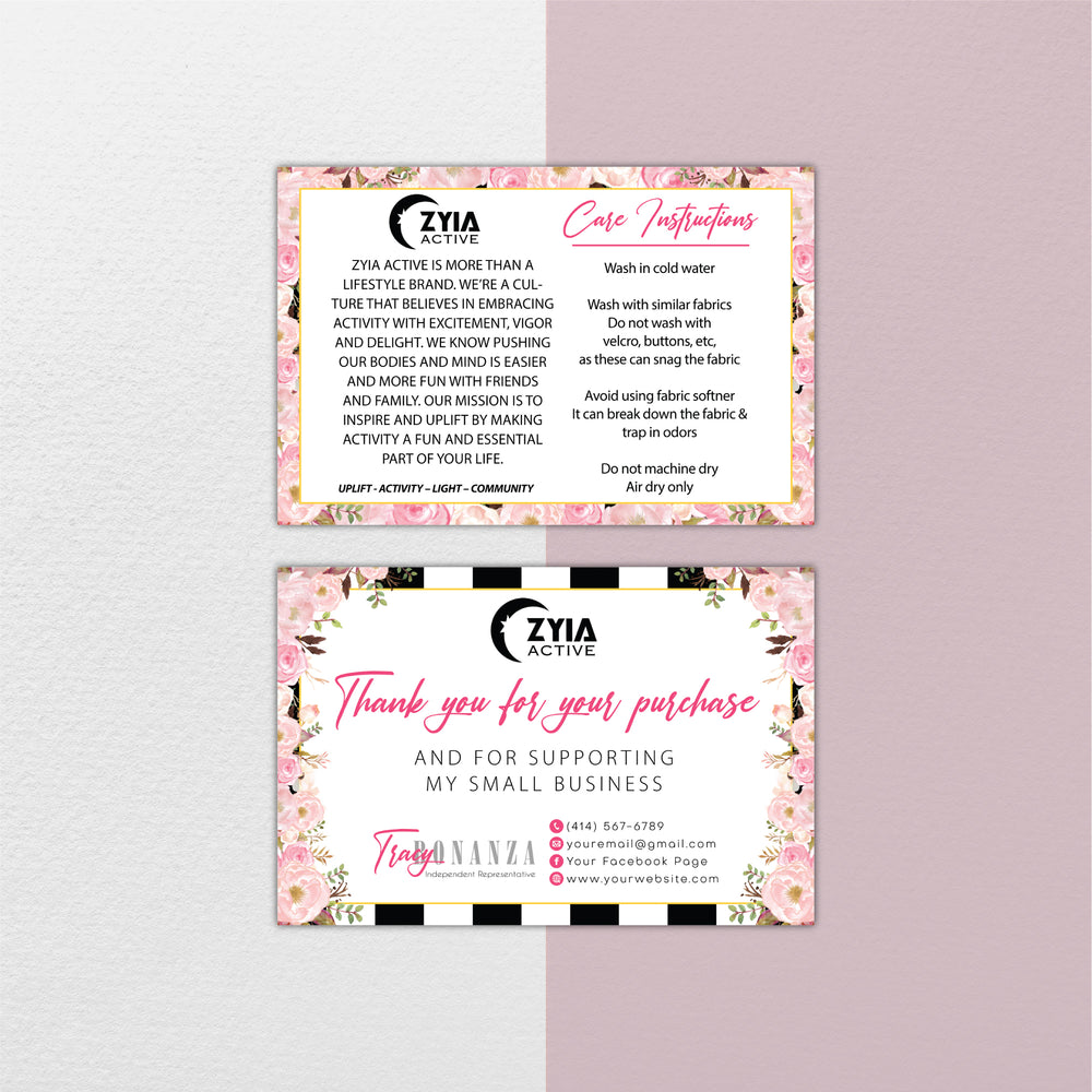 Blue Gold Luxury Zyia Thank Care Card, Personalized Zyia Active Cards